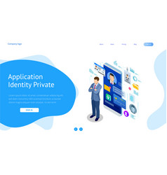 Isometric personal data information app identity Vector Image