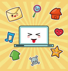 Computer monitor hardware cute kawaii cartoon Vector Image
