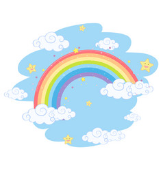 Pastel rainbow with clouds isolated Royalty Free Vector