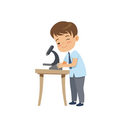 Cute schoolboy student in uniform in various Vector Image