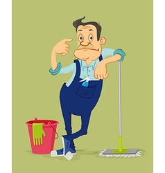 Cleaner with mop Royalty Free Vector Image - VectorStock