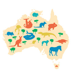 Cartoon map of australia Royalty Free Vector Image