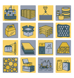 Containers and packaging icon set thin line Vector Image