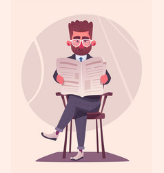 Businessman is reading a newspaper cartoon Vector Image