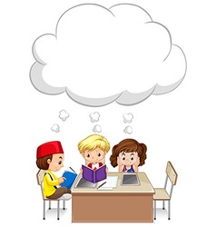 Children working on table Royalty Free Vector Image