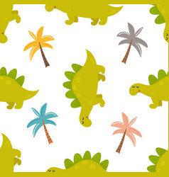 Bright seamless pattern with cute dinosaurs Vector Image