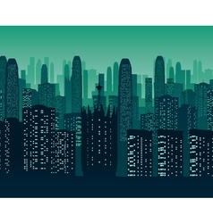 Night city background with business office and Vector Image