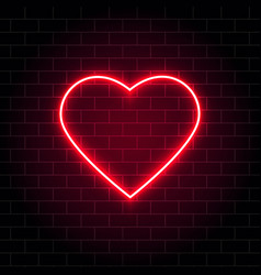 Neon heart bright night neon signboard on brick Vector Image