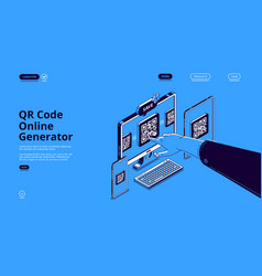 Qr code verification app website template Vector Image