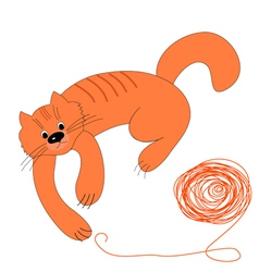 Kitten with wool ball Royalty Free Vector Image