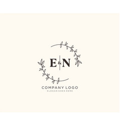 Initial en letters beautiful floral feminine Vector Image