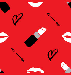 Lipstick seamless pattern hand drawn fashion Vector Image