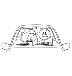 Cartoon driver driving car on very bad road Vector Image