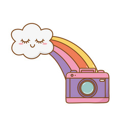 Camera and crown with rainbow black and white Vector Image