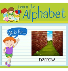 Flashcard letter N is for narrow Royalty Free Vector Image