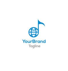 Music world logo template Royalty Free Vector Image
