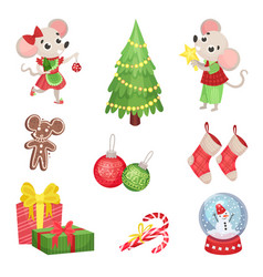Cute little kids wearing christmas costumes set Vector Image