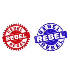 Rebel rounded and rosette stamps with scratched Vector Image