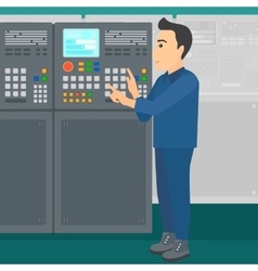 Engineer standing near control panel Royalty Free Vector