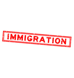 Grunge red immigration word square rubber seal Vector Image
