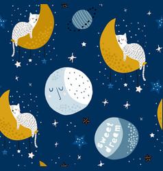 Childish seamless pattern with hand drawn space Vector Image