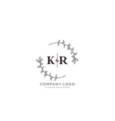 Initial kr letters beautiful floral feminine Vector Image