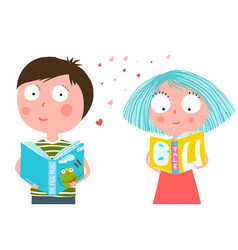 Boy and girl reading book clip art Royalty Free Vector Image