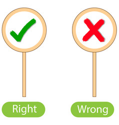 Opposite words with right and wrong Royalty Free Vector