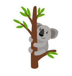 Cartoon koala is sitting on a tree Royalty Free Vector Image