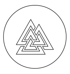 Valknut symbol icon in circle round outline black Vector Image