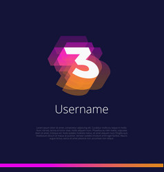 Black and white number three diagonal logo Vector Image