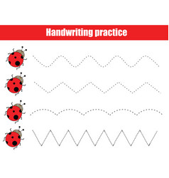 Preschool handwriting practice sheet educational Vector Image
