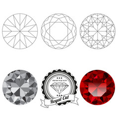Set realistic red rubies with different cuts Vector Image