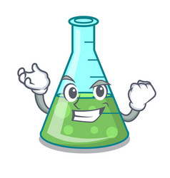 Super cool science beaker character cartoon Vector Image