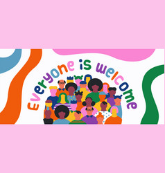 Welcome colorful letters with people characters Vector Image