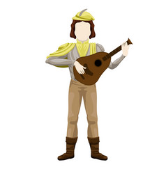 Isolated medieval fat man character with royal Vector Image