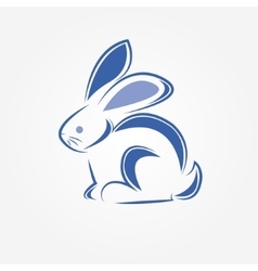 Blue rabbit with simple lines Royalty Free Vector Image