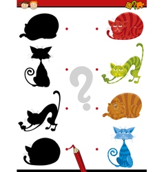 Matching shapes game with cartoon cat characters Vector Image