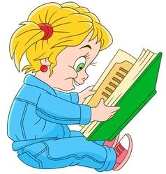Elementary school kids in classroom - reading Vector Image