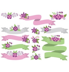 Purple floral set Royalty Free Vector Image - VectorStock