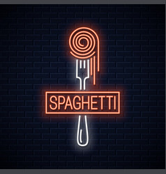 Fish on plate neon sign plate with fork and knife Vector Image