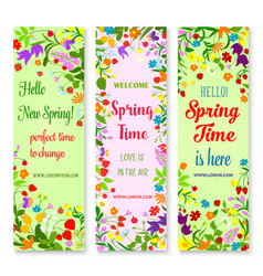 Spring flowers banners with greeting quotes Vector Image