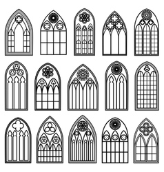 Gothic window silhouettes Royalty Free Vector Image