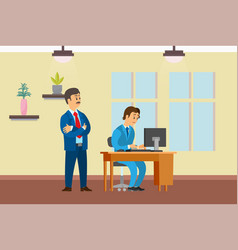 Boss watching working process novice worker Vector Image