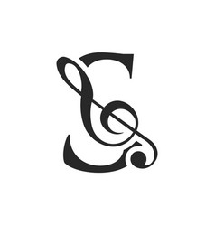 Music logo on letter s concept s note sign Vector Image
