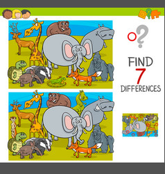 Find differences game with animal characters group
