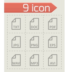 Square file labels icon set Royalty Free Vector Image
