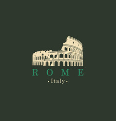 Banner with ancient amphitheater coliseum in rome Vector Image