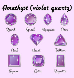 Types of cuts of amethyst Royalty Free Vector Image