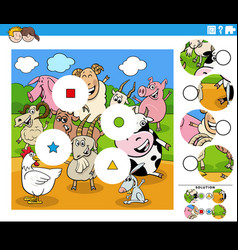Education game with farm animals Royalty Free Vector Image